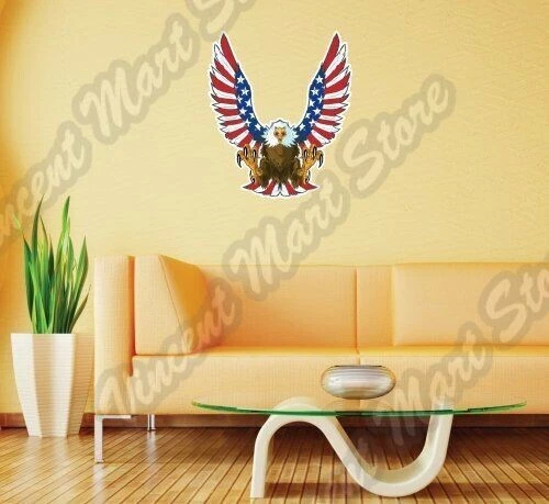 DOPASTICKER Screaming Bald Eagle Flying Usa Flag America Wall Sticker ...