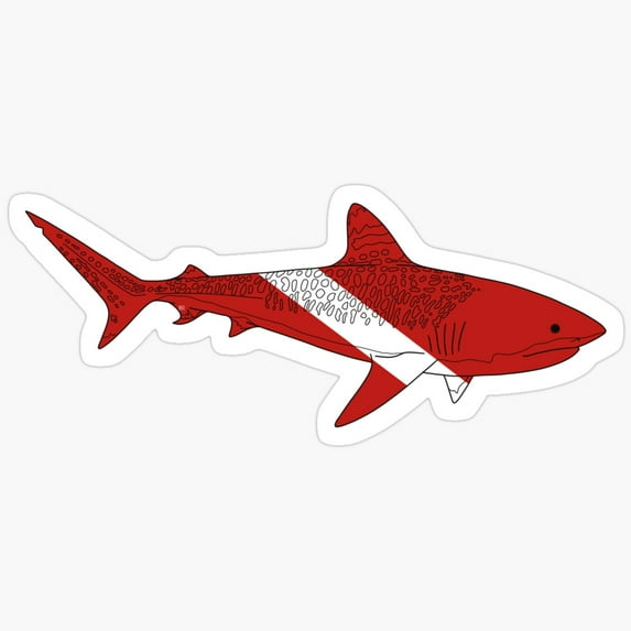 DOPASTICKER Scuba Dive Flag Tiger Shark Sticker Birthday Gifts ...