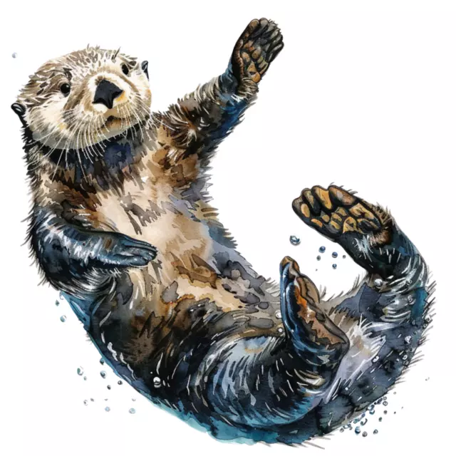 DOPASTICKER Sea Otter Sticker Watercolor Ocean Animal Sea Salt Life ...