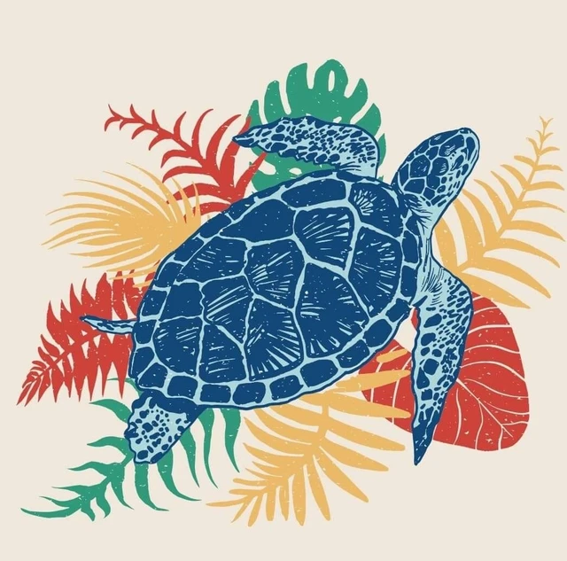 DOPASTICKER Sea Turtle Sticker Flowers Tropical Blue Summer Ocean Life ...