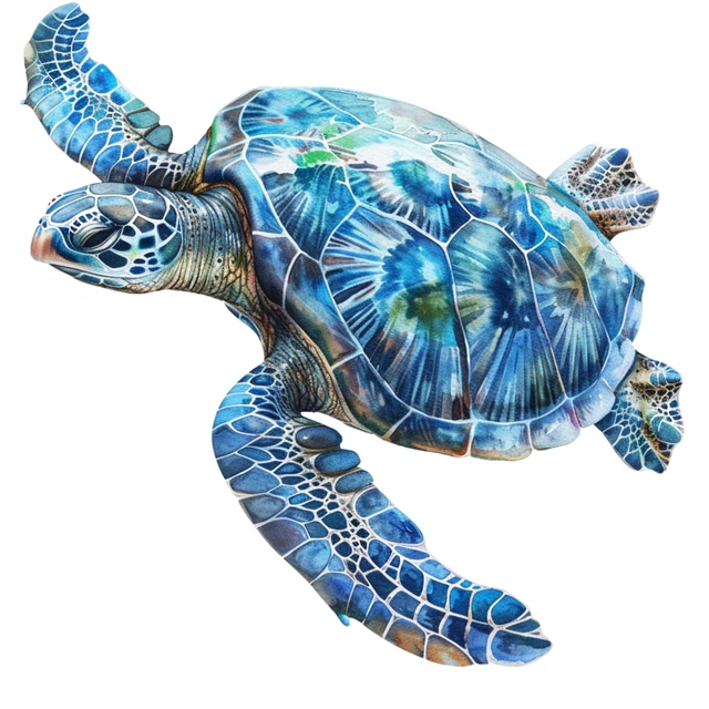 DOPASTICKER Sea Turtle Sticker Watercolor Blue Ocean Animal Reptile Sea ...