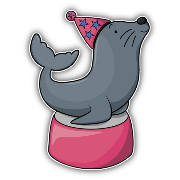 DOPASTICKER Seal Circus Animal Sticker Decal Phone Decal Water Bottle ...