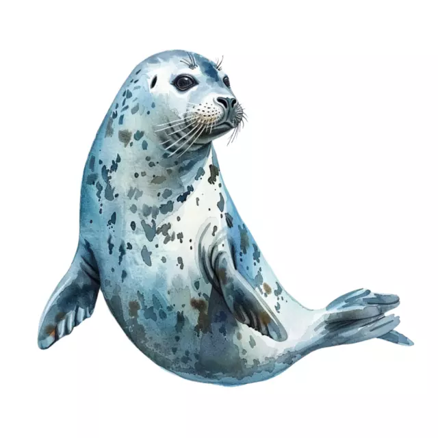DOPASTICKER Seal Sticker Watercolor Blue Ocean Animal Sea Salt Life ...