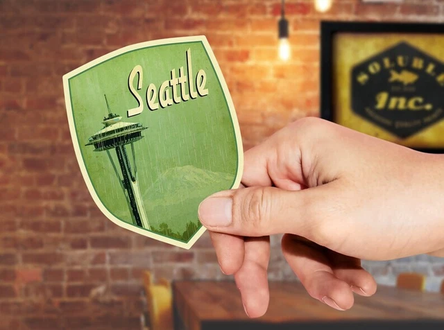 DOPASTICKER Seattle Travel Sticker, Vintage Style Decal For Suitcase ...