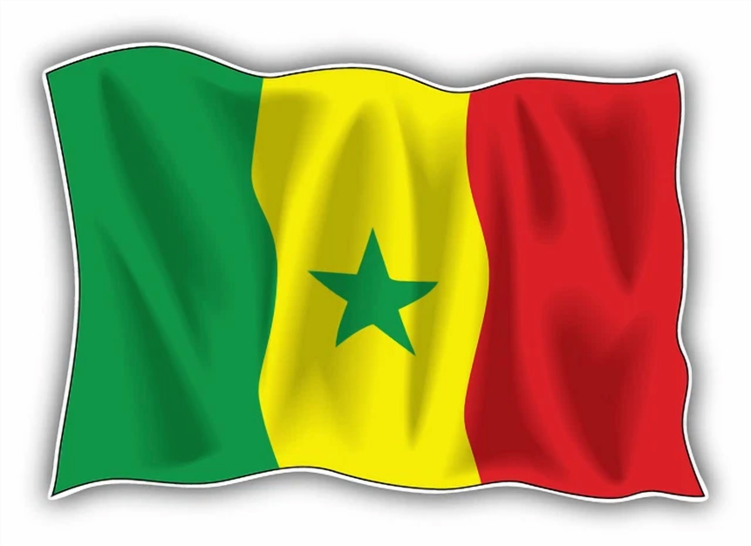 DOPASTICKER Senegal Waving Flag Sticker Decal Phone Decal Water Bottle ...