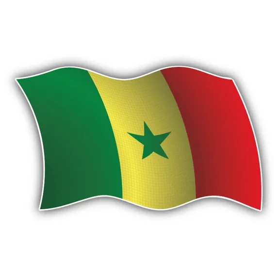 DOPASTICKER Senegal Wavy Flag Sticker Phone Water Bottle Stickers, Cars ...