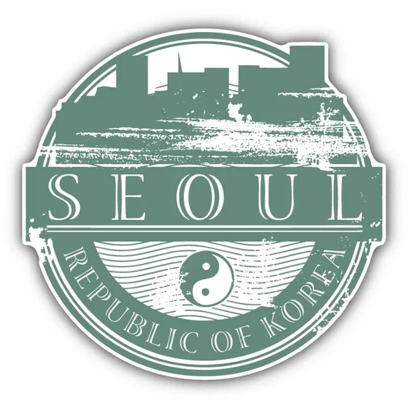 DOPASTICKER Seoul Korea Grunge Rubber Travel Stamp Sticker Decal Phone ...
