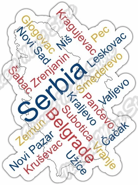 DOPASTICKER Serbia Belgrade Sabac Country Map Word Cloud Sticker Decal ...