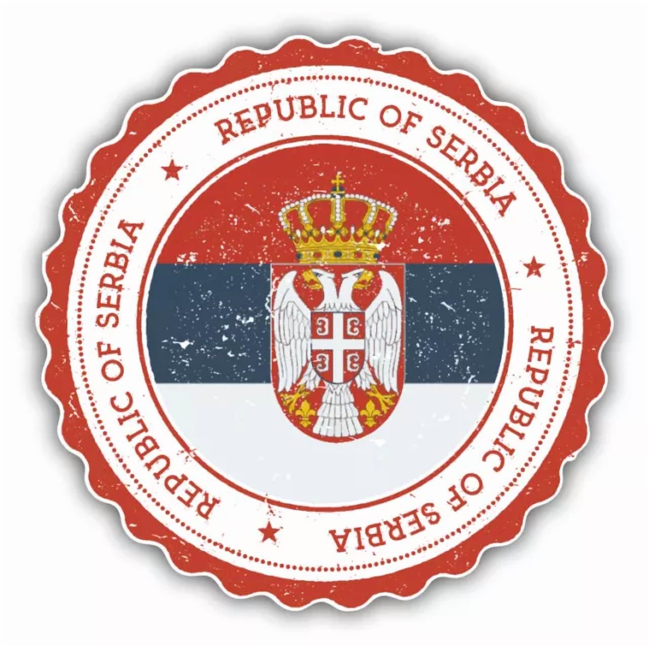 DOPASTICKER Serbia Flag Grunge Rubber Sticker Decal Phone Decal Water ...