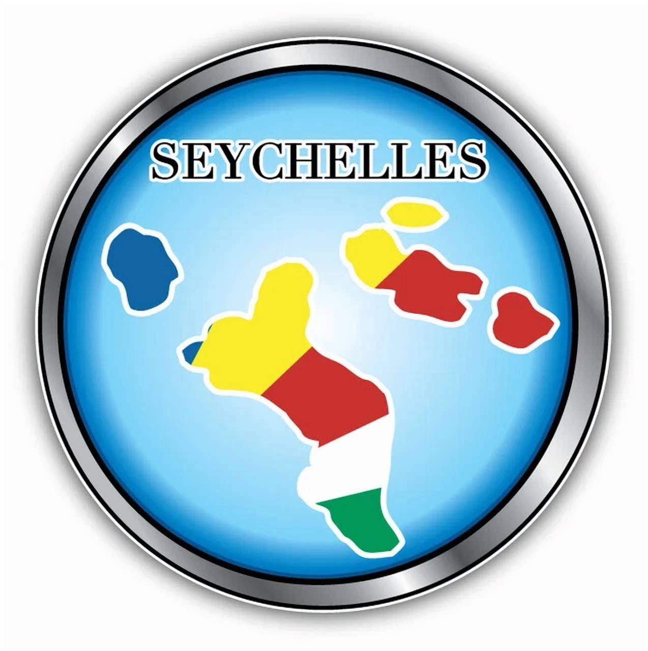 DOPASTICKER Seychelles Map Flag Silver Medal Sticker Decal Phone Decal ...