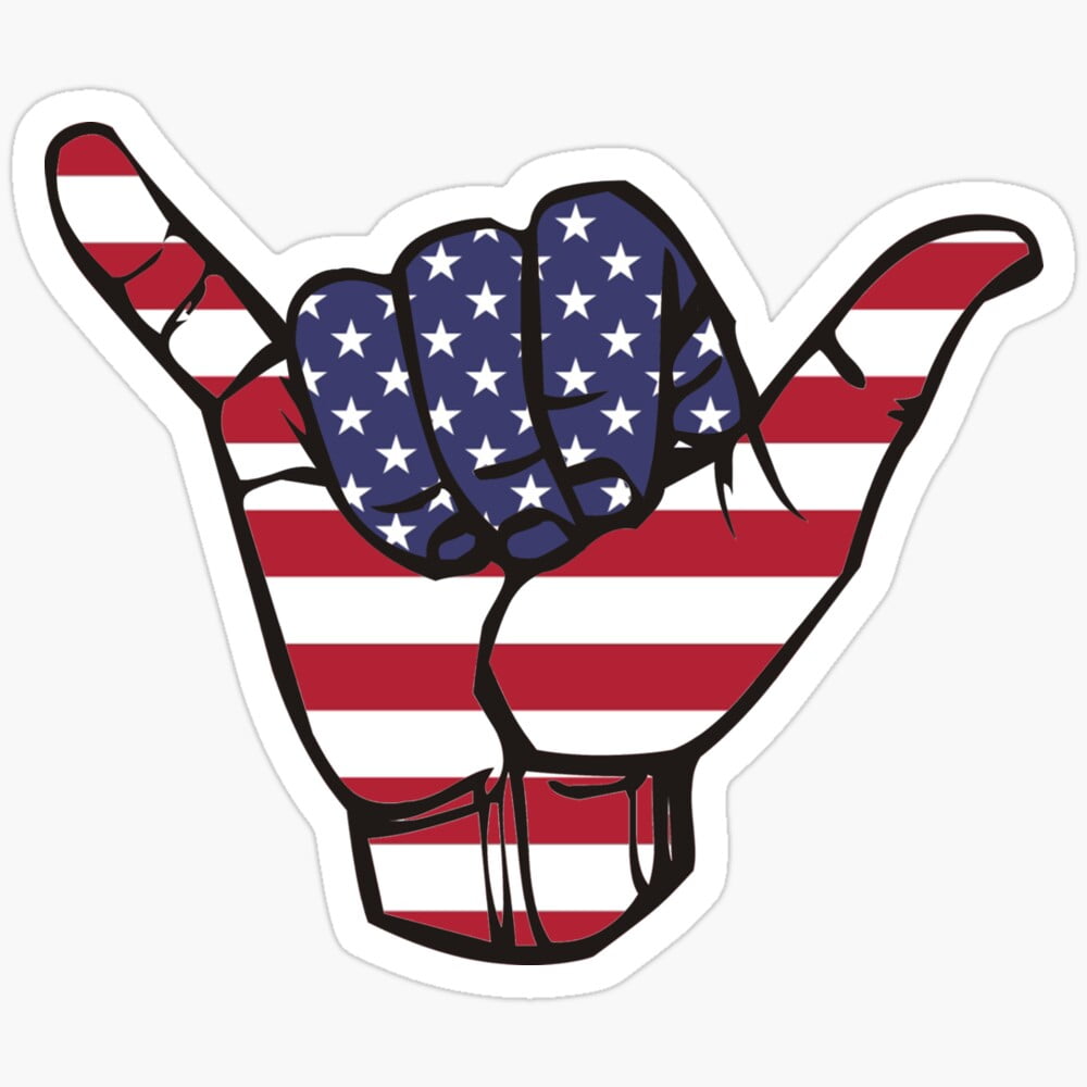 DOPASTICKER Shaka Hand Sign Sticker Fourth Of July Sticker, Memorial ...