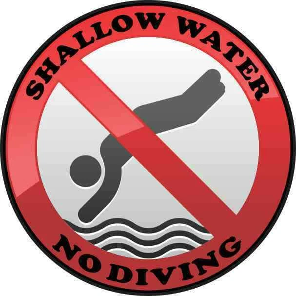 DOPASTICKER Shallow Water No Diving Permanent Sticker Door Wall Fence ...