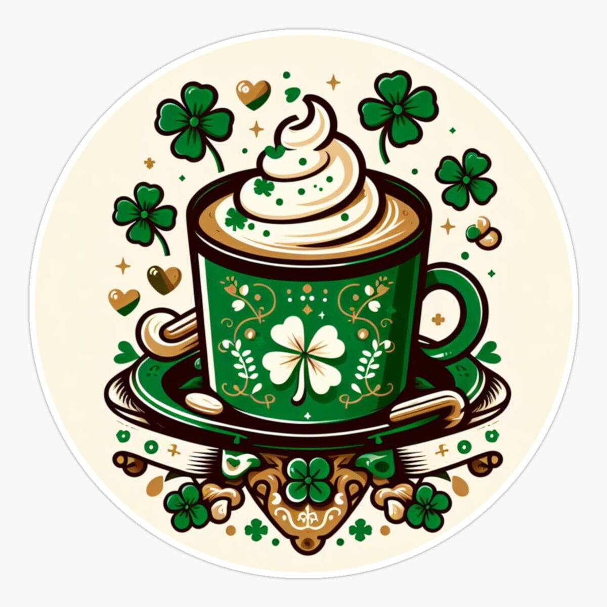 DOPASTICKER Shamrock Topped Coffee Sticker, Phone Sticker Car Stickers ...