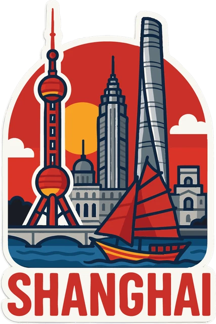 DOPASTICKER Shanghai Sticker Decal City Skyline Landmark Design Phone ...