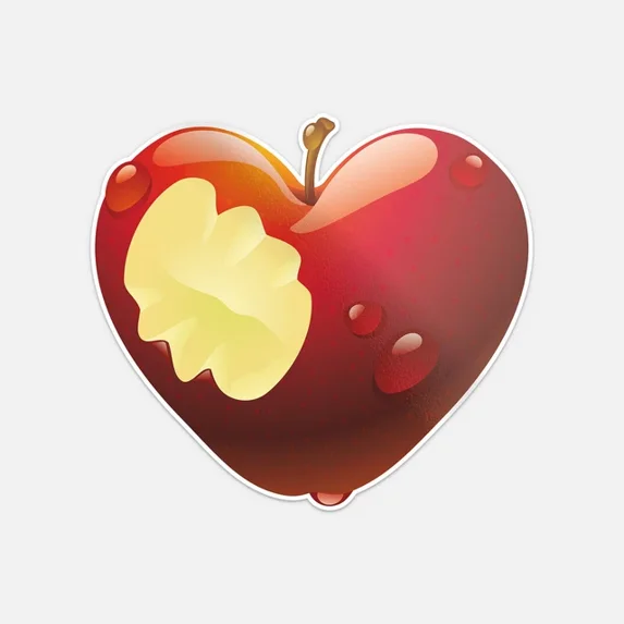 DOPASTICKER Shape Of Heart Apple Food Sticker Phone Decal Water Bottle ...