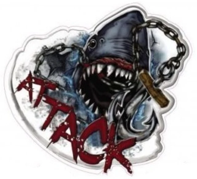 DOPASTICKER Shark Attack Hard Hat Sticker Laptop Sticker Window Sticker ...