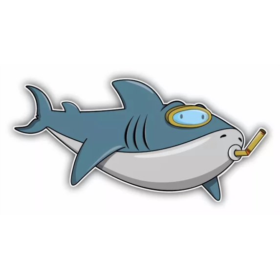 DOPASTICKER Shark Diver Cartoon Sticker Decal Phone Decal Water Bottle ...