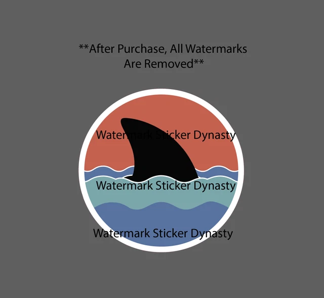 DOPASTICKER Shark Fin Sticker Beach Ocean Summer Wave Sticker Phone ...
