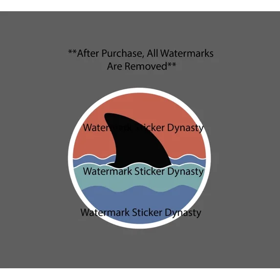 DOPASTICKER Shark Fin Sticker Beach Ocean Summer Wave Sticker Phone ...