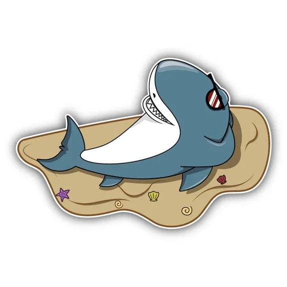 DOPASTICKER Shark Relax Cartoon Sticker Decal Phone Decal Water Bottle ...
