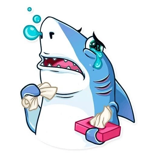 DOPASTICKER Shark Sad Sticker Mean Colorful Vivid Bright Tough Ocean ...