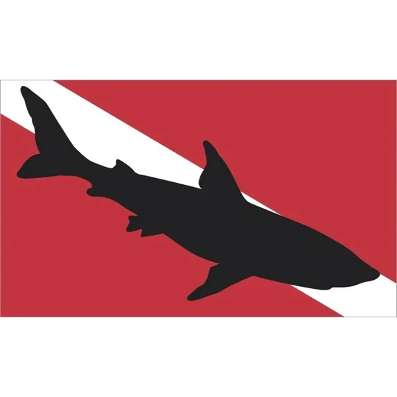 DOPASTICKER Shark Silhouette Diver Down Flag Sticker Phone Sticker ...