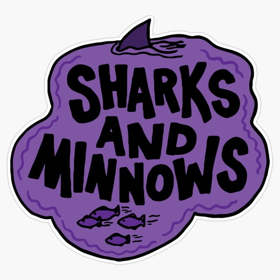 DOPASTICKER Sharks And Minnows Swimming Graphic Purple Sticker, Phone ...