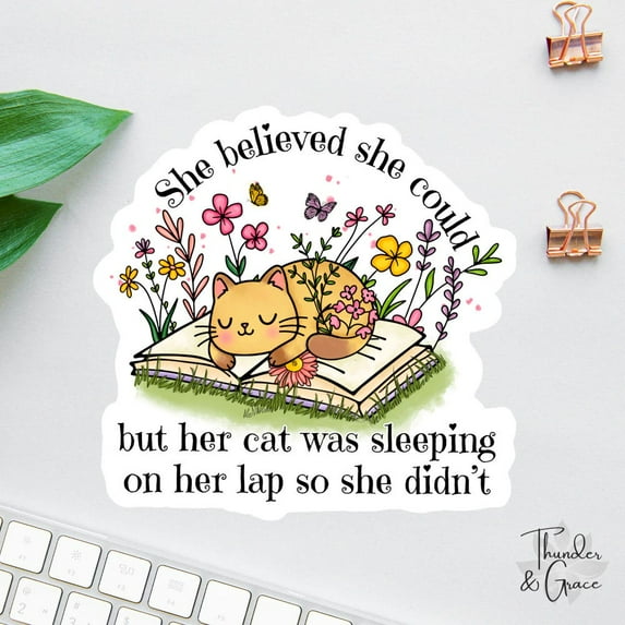 DOPASTICKER She Believed She Could Cat Lover Inspirational Sticker ...