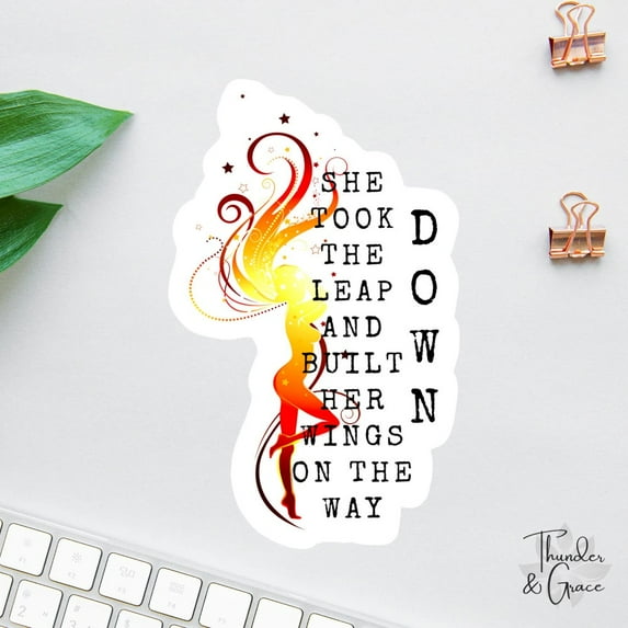 DOPASTICKER She Took The Leap Sticker, Warrior Quote, Laptop Decal ...