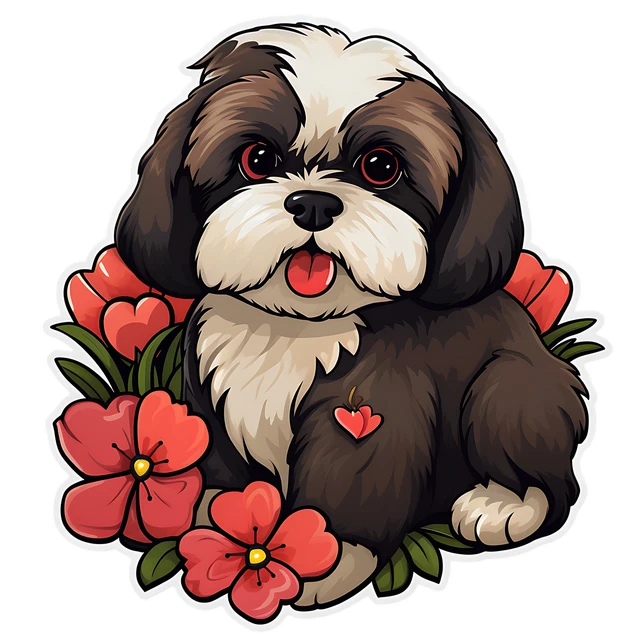 DOPASTICKER Shih Tzu Car Sticker Dogs Sticker Phone Sticker, Latop ...