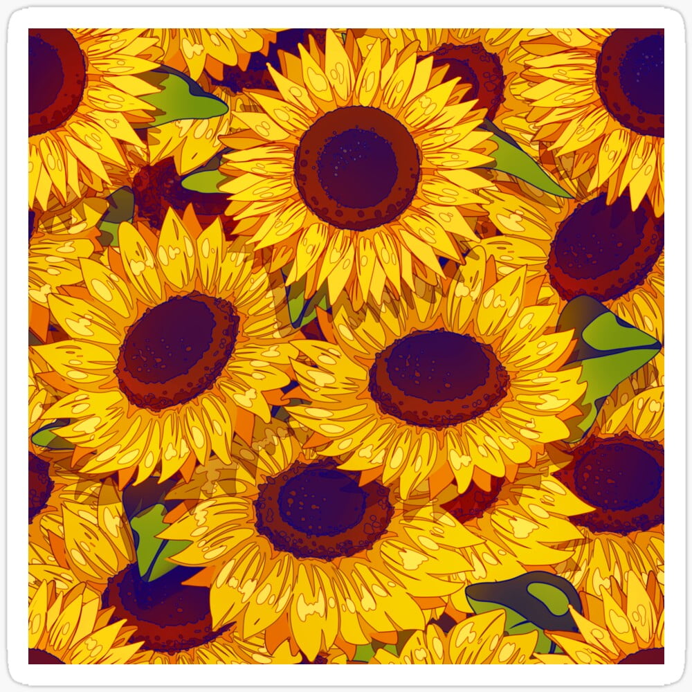 DOPASTICKER Shiny Sunflowers Sticker Phone Decal Water Bottle Stickers ...