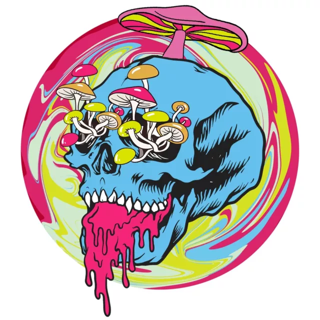 DOPASTICKER Shrooms Sticker Skull Blue Mushroom Psychedelic Art Trippy ...