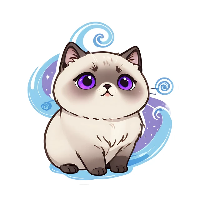 DOPASTICKER Siamese Cat Sticker Cute Fluffy Tongue Star Kitty Meow Fur ...