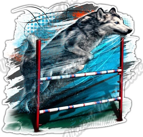 DOPASTICKER Siberian Husky Jump Dog Pet Hurdle Animal Car Sticker Decal ...
