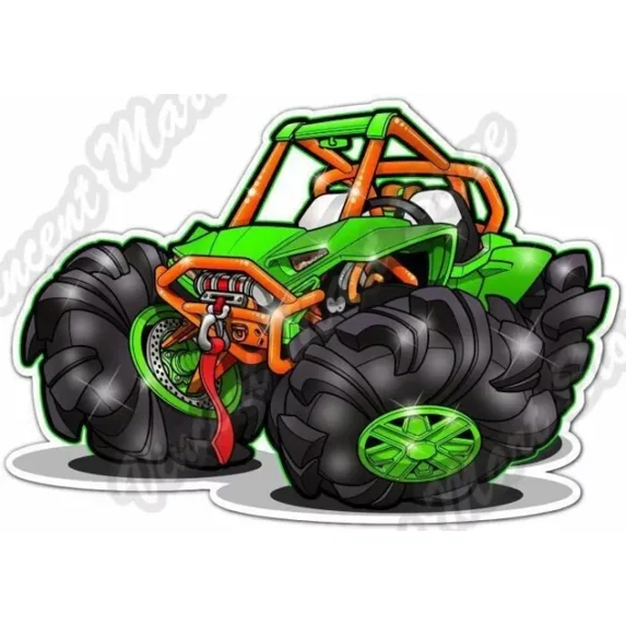 DOPASTICKER Side By Side Cartoon Monster Truck Atv Car Sticker Decal ...