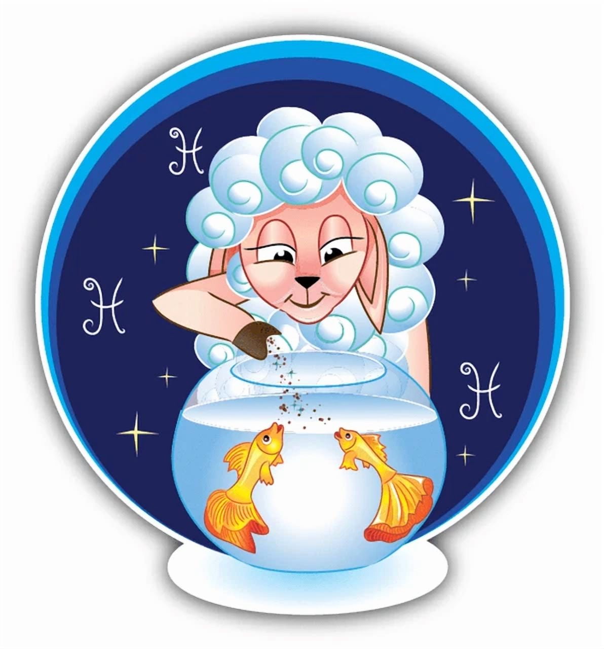 DOPASTICKER Sign Of The Zodiac Pisces With Lamb Car Sticker Phone Water ...
