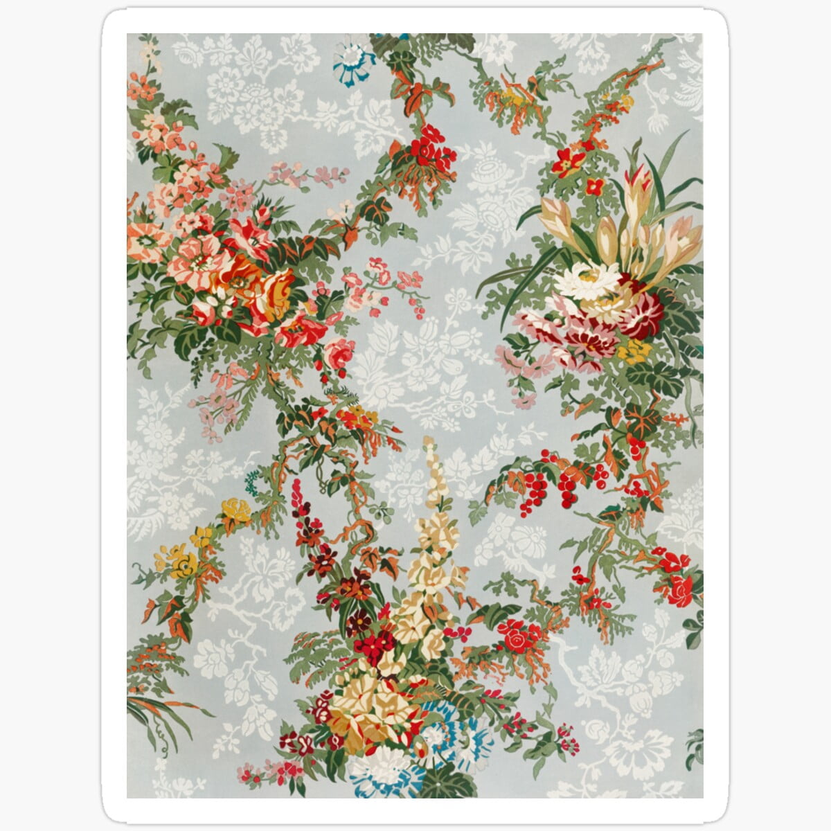 DOPASTICKER Silk Screen Vintage Flowers Pattern 1800S Sticker Birthday ...