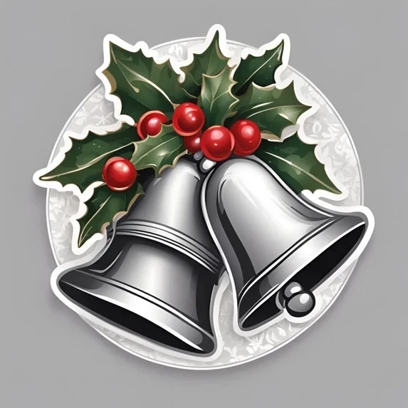 DOPASTICKER Silver Bells With Holly Sticker Phone Decal Water Bottle ...