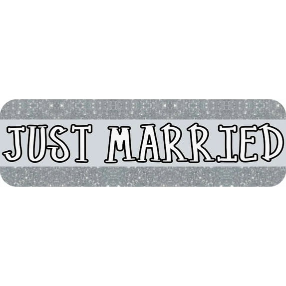 DOPASTICKER Silver Just Married Sticker Car Door Wedding Sticker Phone ...