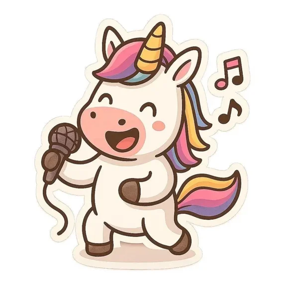 DOPASTICKER Singing Unicorn Car Sticker Music Phone Sticker, Latop ...