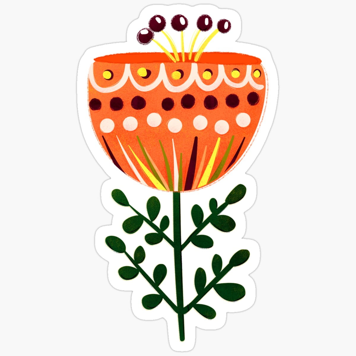 DOPASTICKER Single Orange Flower Sticker Birthday Gifts - Decorative ...