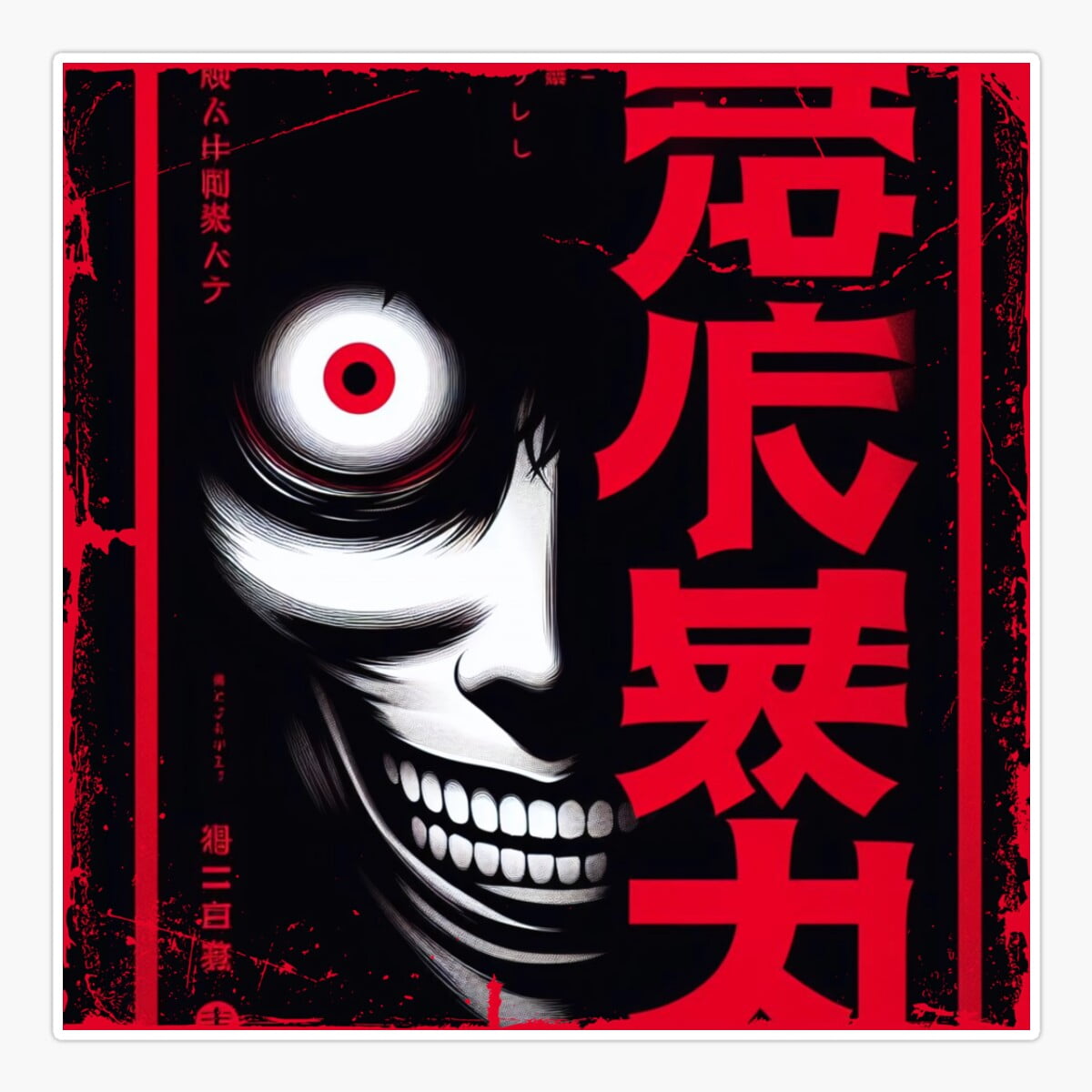 DOPASTICKER Sinister Japanese Face Sticker, Phone Sticker Car Stickers ...