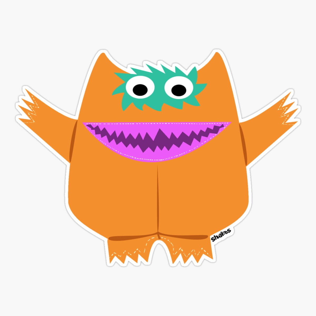 DOPASTICKER Sixties Orange Monster Doll Sticker, Phone Sticker Car ...