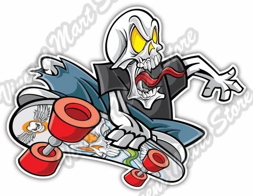 DOPASTICKER Skateboard Deck Skateboarder Skull Extreme Car Sticker ...