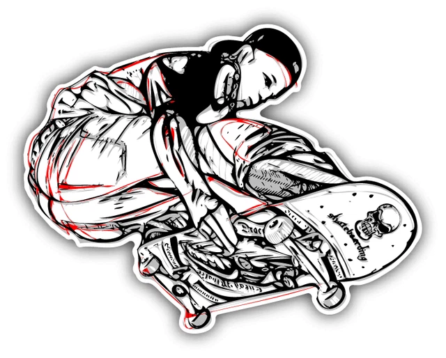 DOPASTICKER Skateboarder Jumping Car Sticker Phone Decal Water Bottle ...