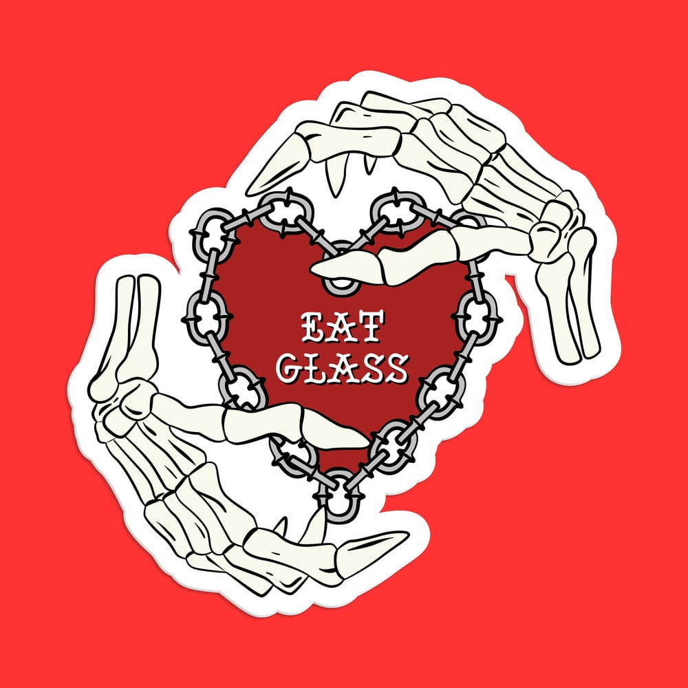 DOPASTICKER Skeletal Hands Heart Sticker, Edgy Eat Glass Decal, Gothic ...