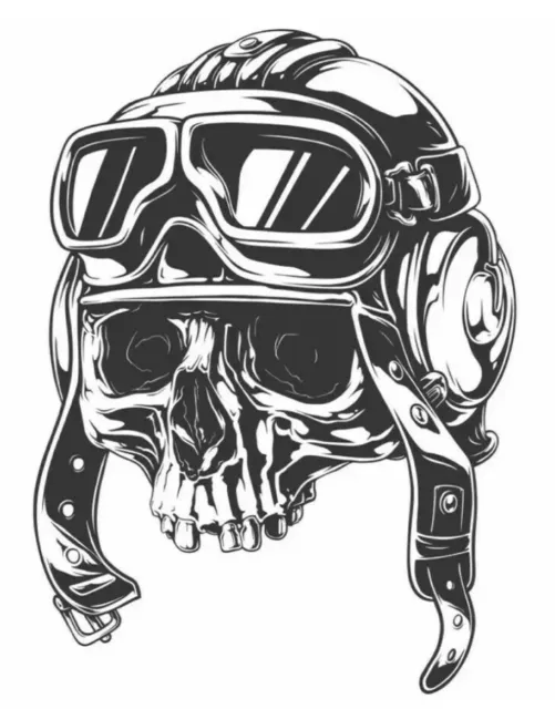 DOPASTICKER Skeleton Aviator Sticker Pilot Skull Flying Plane Goggles ...