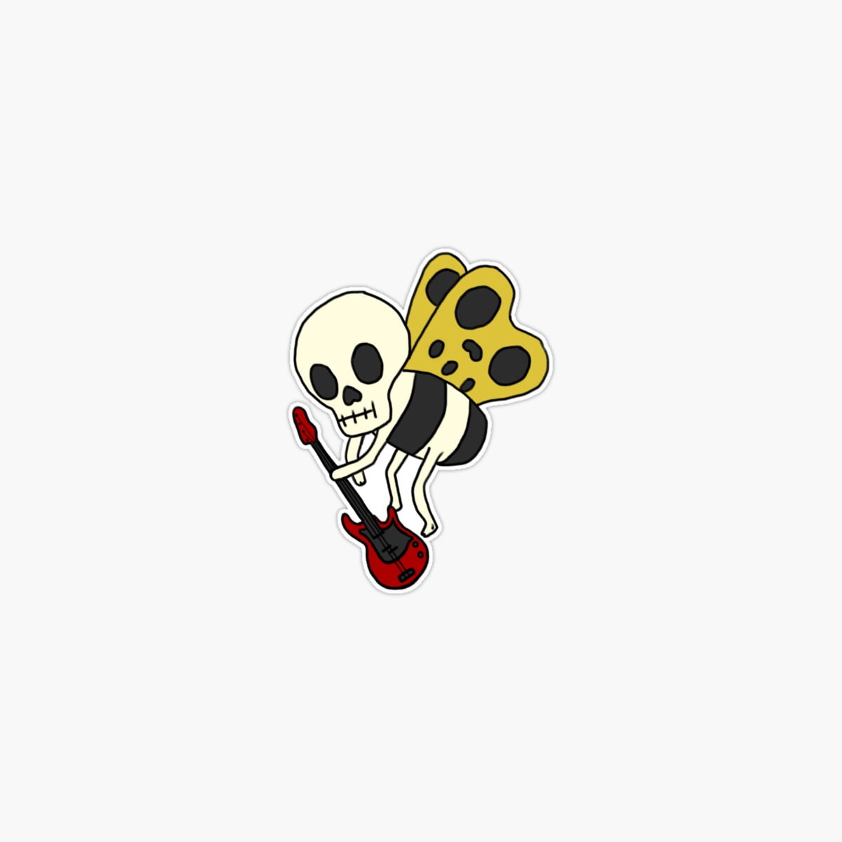 DOPASTICKER Skeleton Bug With Bass Guitar Sticker, Phone Sticker Car ...