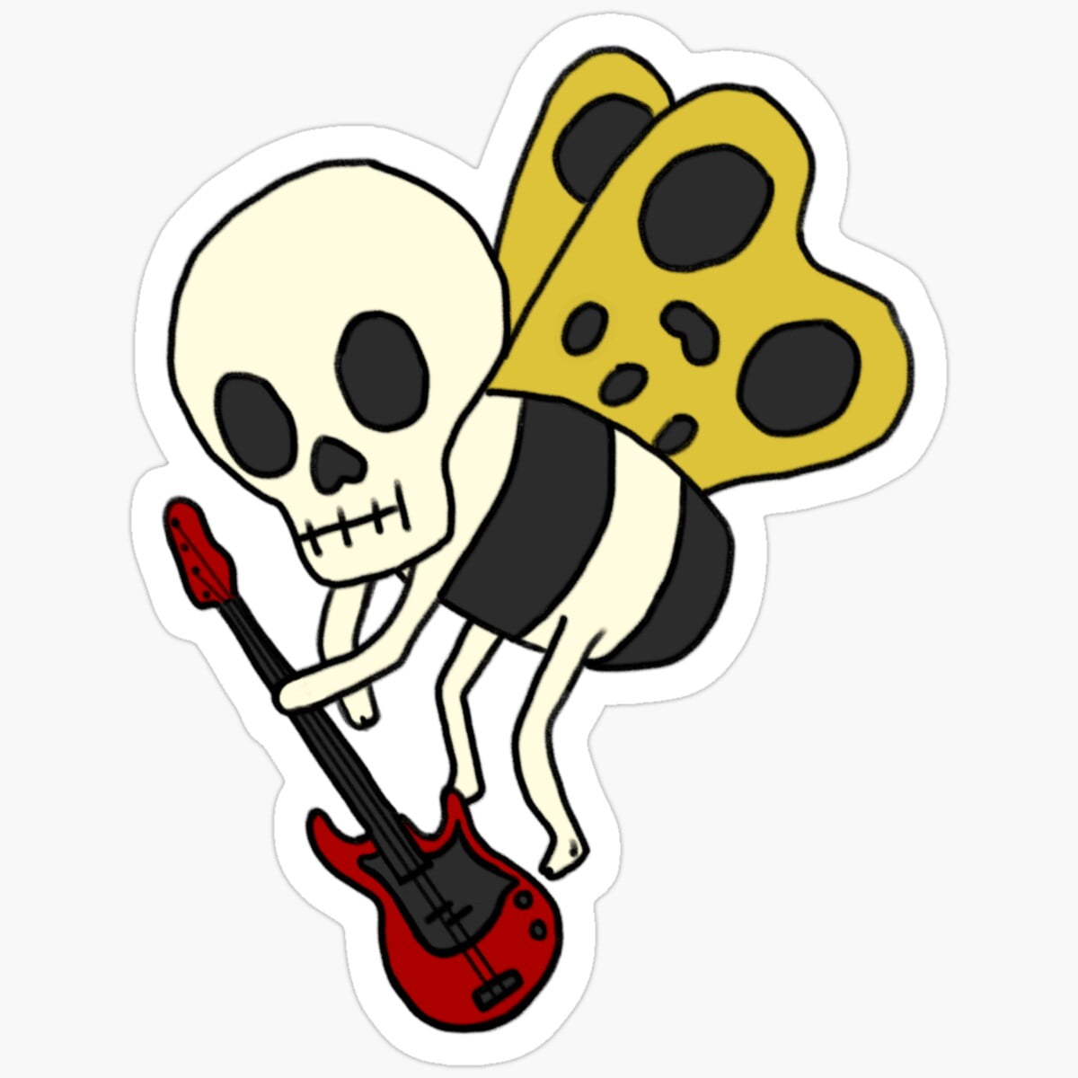 DOPASTICKER Skeleton Bug With Bass Guitar Sticker, Waterproof Sticker ...