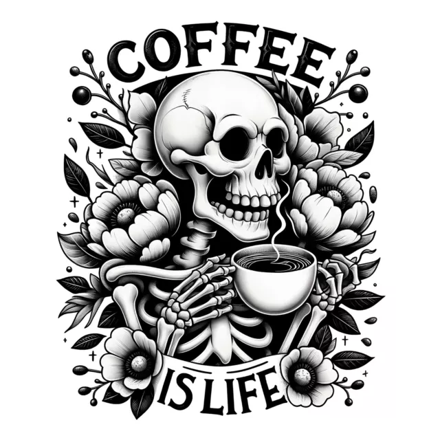 DOPASTICKER Skeleton Coffee Sticker Coffee Is Life Caffeine Skull Goth ...